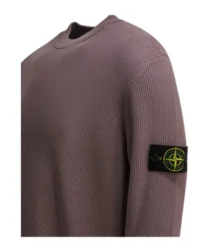 Stone Island Ribbed Crew Neck Sweater - Brown