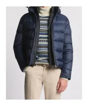 FAY Quilted Down Hooded Jacket - Blue