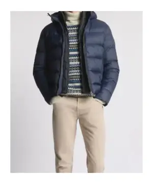 FAY Quilted Down Hooded Jacket - Blue