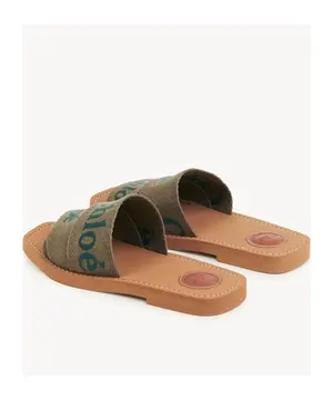 Chloé Woody Logo Embroidered Sandals - Brown