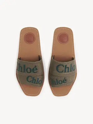 Chloé Woody Logo Embroidered Sandals - Brown