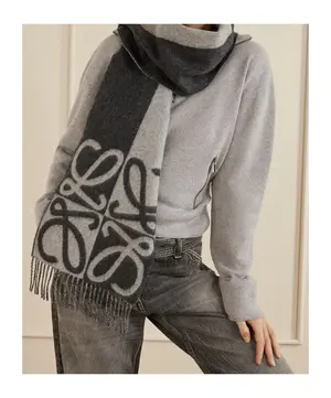 Loewe Tassel Jacquard Scarf - Grey