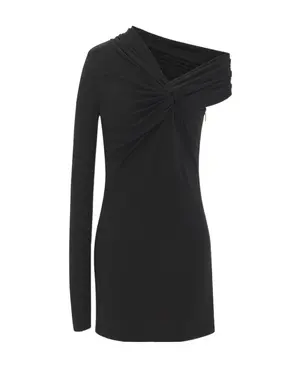 Saint Laurent Ruched One-sleeved Mini Dress - Black