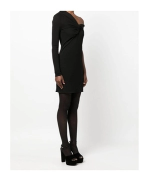 Saint Laurent Ruched One-sleeved Mini Dress