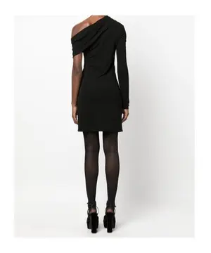Saint Laurent Ruched One-sleeved Mini Dress