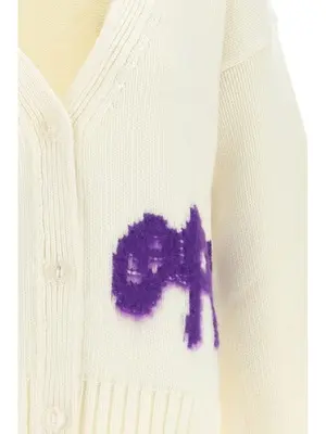 Off-White Logo Intarsia Knit Cardigan - White