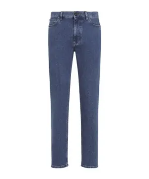 Zegna Logo Patch Straight-leg Jeans - Blue