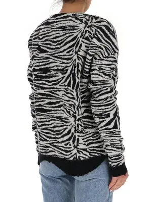 Saint Laurent Zebra Print V-neck Sweater