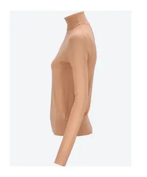 Chloé High Neck Wool Jumper With Logo Embroidery - Nude