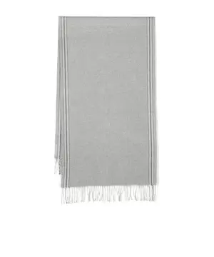 Brunello Cucinelli Striped Fringed Scarf - Gray