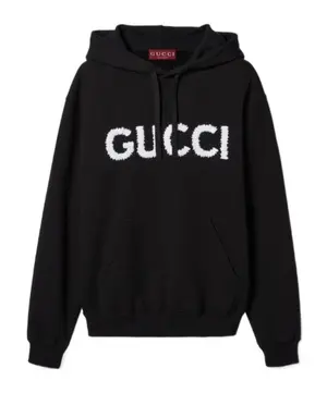 Gucci Embroidered Jersey Hoodie - Black