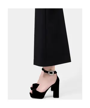 ROGER VIVIER Velvet Platform Sandals With Crystal Buckle