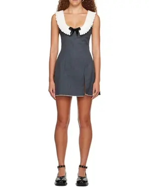 SHUSHU/TONG Sleeveless Dress With Ruffled Spoon Collar And Bow Applique - Black