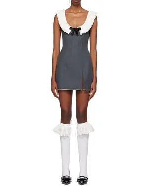 SHUSHU/TONG Sleeveless Dress With Ruffled Spoon Collar And Bow Applique - Black