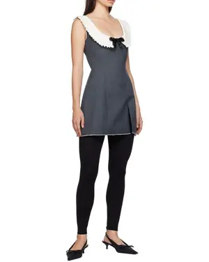 SHUSHU/TONG Sleeveless Dress With Ruffled Spoon Collar And Bow Applique - Black