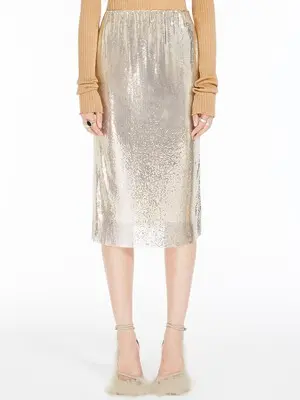 Sportmax Cariddi Embellished High Waist Zipper Skirt