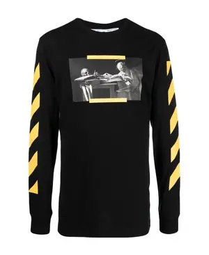 Off-White Crewneck Long-sleeved T-shirt - Black