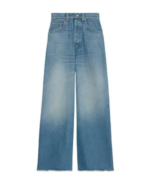 Gucci Wide Leg Frayed Hem Jeans