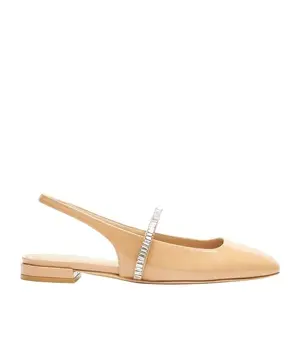STUART WEITZMAN Stefanie Open-heeled Flats With Crystal Embellishments