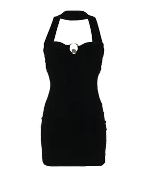 Roberto Cavalli Logo Plaque Halterneck Mini Dress