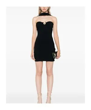 Roberto Cavalli Logo Plaque Halterneck Mini Dress
