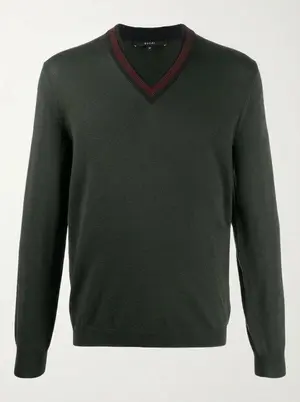 Gucci V-neck Jumper With Web Trim
