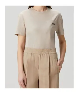Brunello Cucinelli Shiny Tab Crewneck T-shirt - Nude