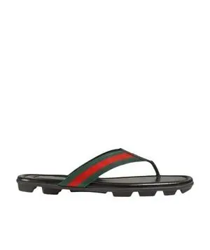 Gucci Thong Sandals With Web Detailing - Black