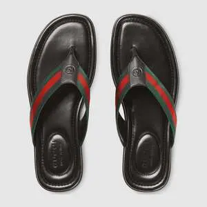 Gucci Thong Sandals With Web Detailing