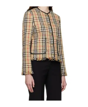 Burberry Checked Fringed Jacket