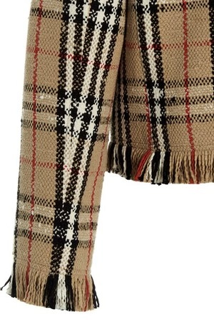 Burberry Checked Fringed Jacket