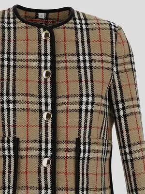 Burberry Checked Fringed Jacket