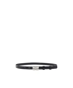 GANNI Butterfly Logo Leather Belt - Black