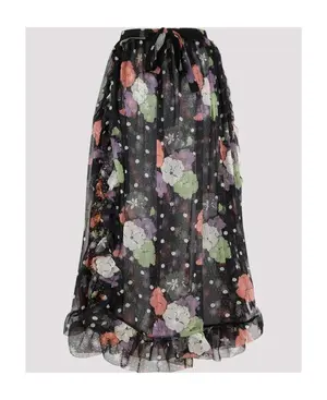Etro Floral Printed Tulle Midi Skirt