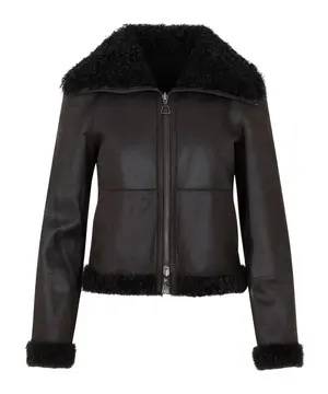 Akris Shearling-collar Leather Jacket