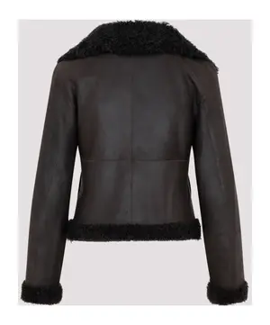 Akris Shearling-collar Leather Jacket