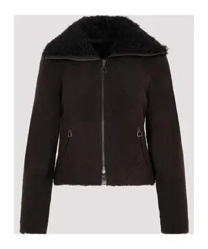 Akris Shearling-collar Leather Jacket