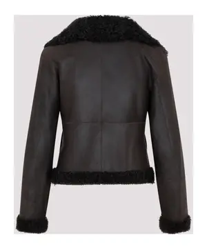Akris Shearling-collar Leather Jacket