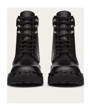 Valentino Garavani Rockstud Lace-up Ankle Boots