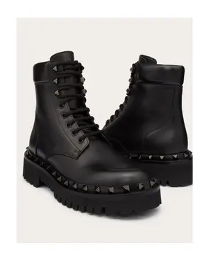 Valentino Garavani Rockstud Lace-up Ankle Boots