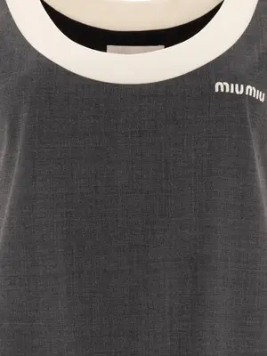 Miu Miu Sleeveless Embroidered Logo Dress - Limestone Ash