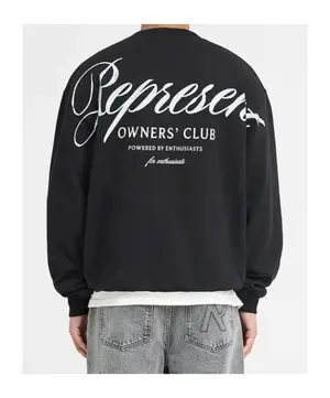 REPRESENT Logo Printed Crewneck Sweatshirt - Black