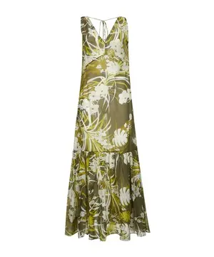 Max Mara Acca Floral V-neck Maxi Dress