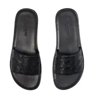 SCAROSSO Ulisse Woven Slip-on Sandals - Black