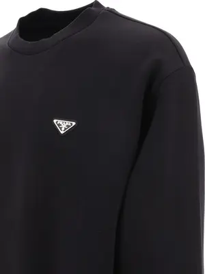 Prada Logo Plaque Crewneck Sweatshirt