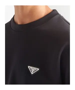 Prada Logo Plaque Crewneck Sweatshirt