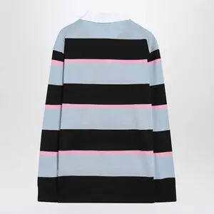 Prada Striped Silk And Cotton Polo Shirt