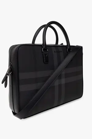 Burberry Logo Plaque Check Pattern Briefcase
