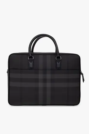 Burberry Logo Plaque Check Pattern Briefcase
