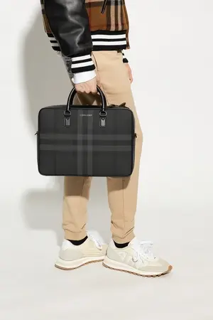 Burberry Logo Plaque Check Pattern Briefcase